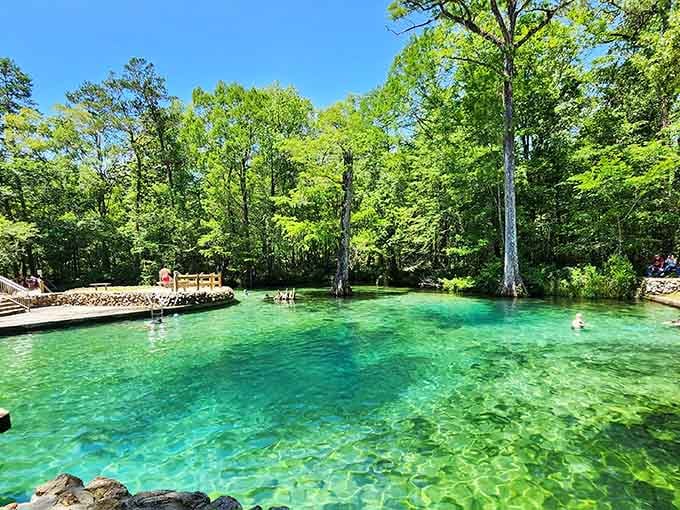 That emerald pool stretching beneath a wide open blue sky is nature's way of saying your backyard pool simply cannot compete.