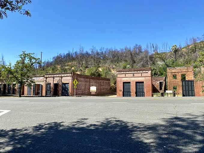 These roofless red brick walls have been standing since the Gold Rush, and they're not going anywhere soon.