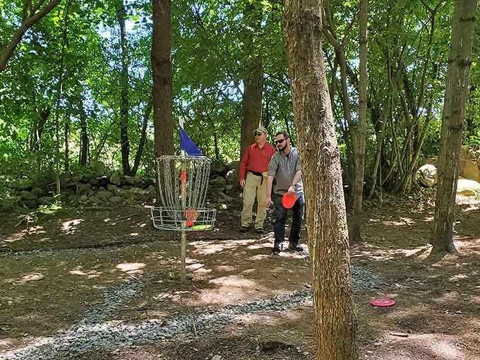 Disc golf meets family fun in this shaded woodland course where generations can compete together peacefully.
