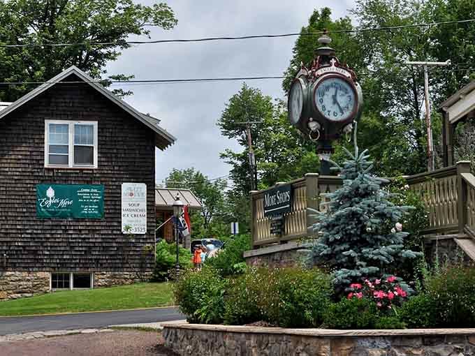 That vintage clock tower stands guard over Main Street like a faithful timekeeper of memories.