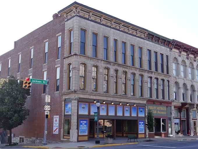 Jackson Street in Greencastle offers three stories of gorgeous brick and stone, the kind of architecture that makes you stand still.
