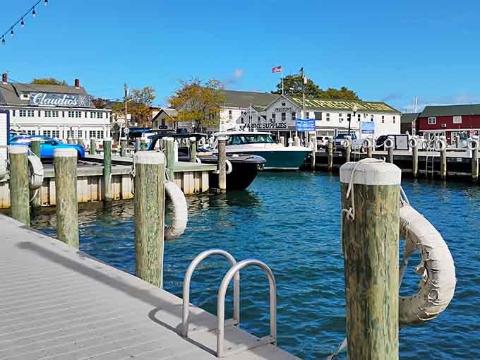 Working marina meets charming village, where weathered docks and colorful boats create a scene straight from a postcard.