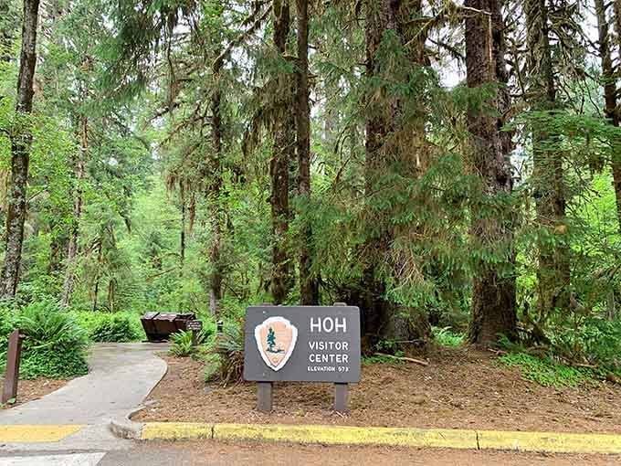 The visitor center sign marks your gateway to a world where green isn't just a color but an entire lifestyle.