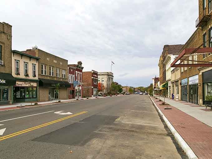 Wide-open streets invite leisurely strolls where the biggest decision is which local shop to visit first today.