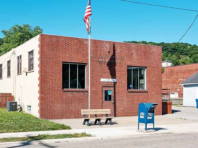 Solid, sturdy, and proudly flying the flag, Lowellville's post office is the kind of small-town anchor that holds a community together.