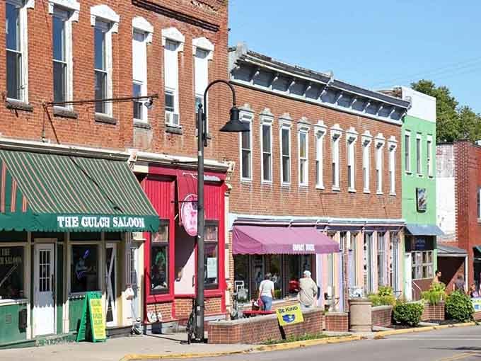 The Gulch Saloon's green awning and that cheerful "Be Kind" sign sum up Yellow Springs' personality in about six square feet.