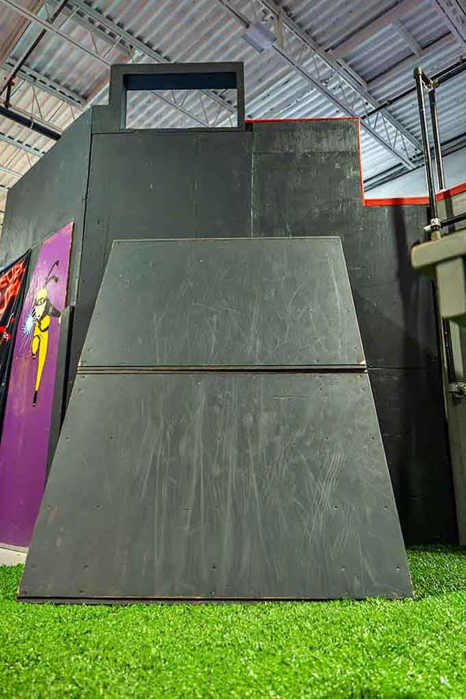 That slanted vault block is basically daring you to channel your inner ninja, no black belt required here.