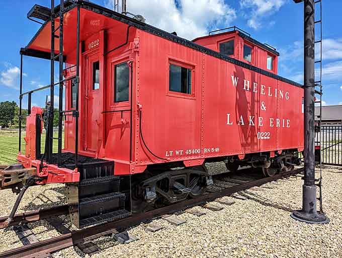 That Wheeling and Lake Erie caboose is so perfectly red it looks like it was painted this morning.