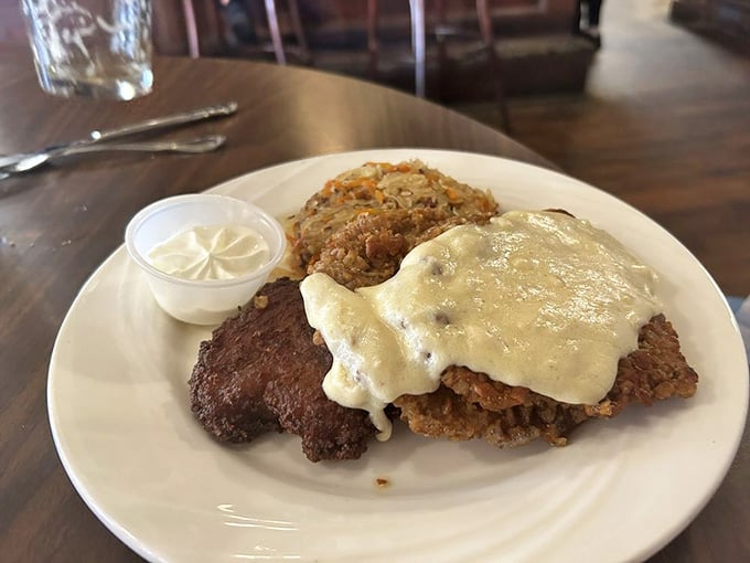Hunter Schnitzel so golden and sauced, it looks like something a Bavarian grandmother would be genuinely proud of.