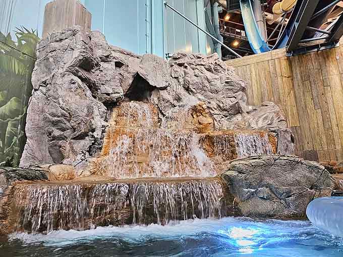A cascading waterfall indoors, because apparently Pennsylvania decided to bring nature inside and improve it.