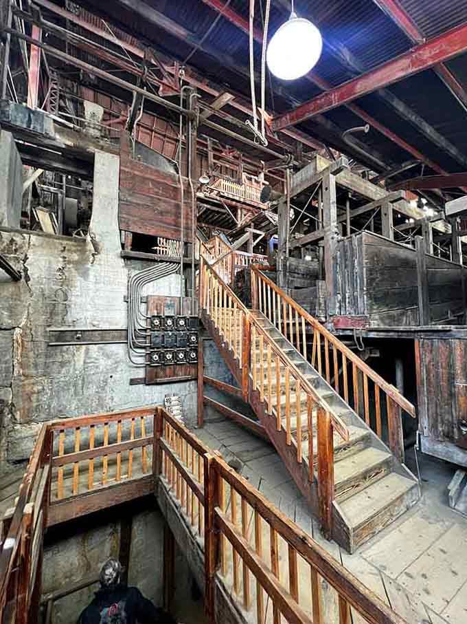 Wooden staircases, original beams, and a century of stories. This mill interior hasn't forgotten a single one.