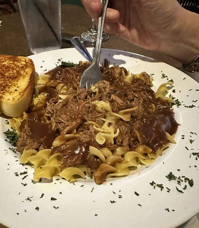 Tender beef over egg noodles with rich gravy. This is the kind of dish that makes silence at the table a compliment.
