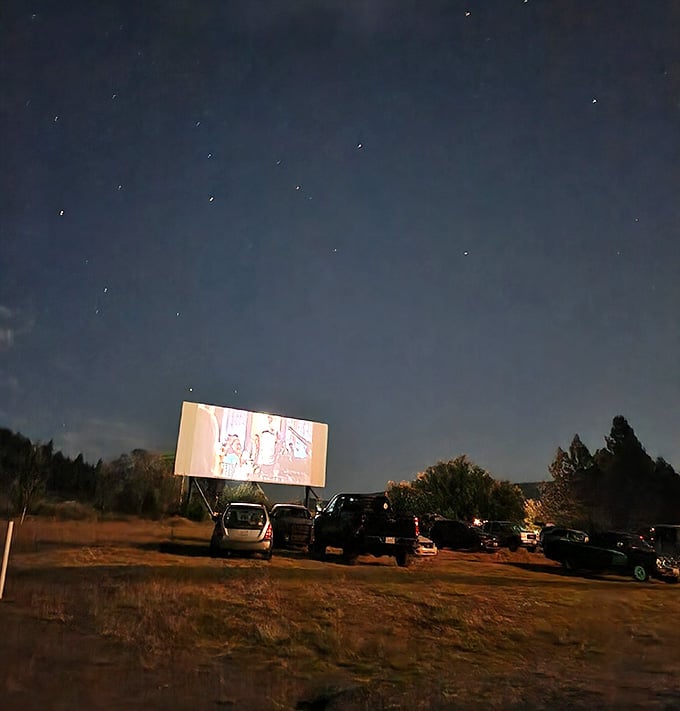 Stars above, movie on the screen, and not a single notification in sight. This is living.