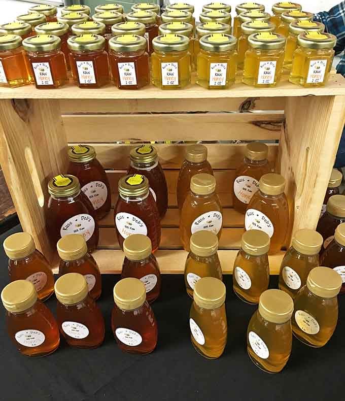 Local raw honey in every shade of gold, because some things in life are genuinely worth slowing down for.