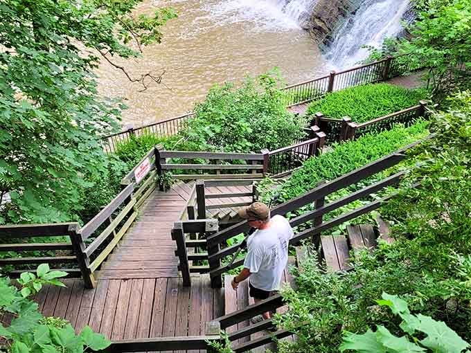 Descending toward the falls feels like walking into a scene from a movie you never want to end.