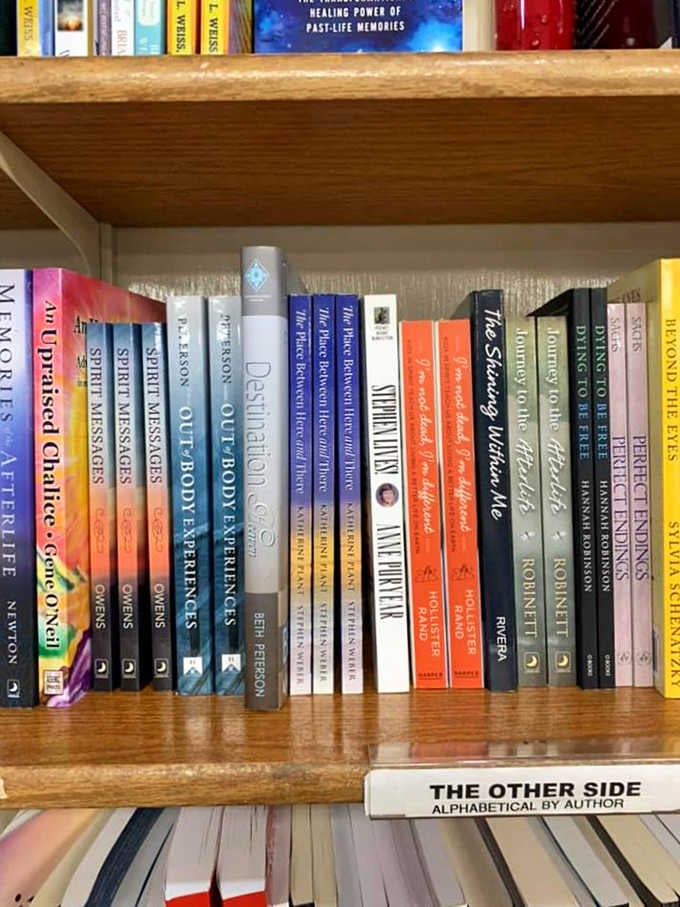 The afterlife section is organized alphabetically, because even the beyond deserves good library etiquette.