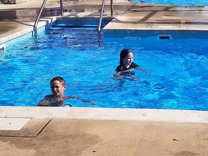 Two kids, one pool, zero worries. This is what a good vacation looks like.