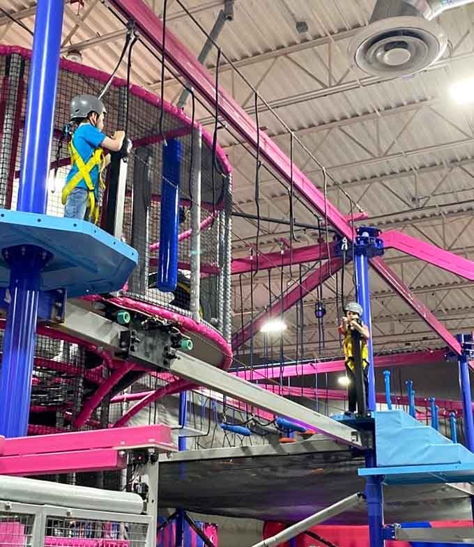 Helmets on, nerves steady. The high-ropes course up here will test your courage in the best possible way.