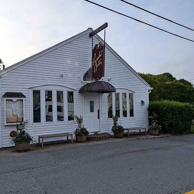 The Impudent Oyster sits quietly on the street, looking like the kind of place that knows exactly how good it is.
