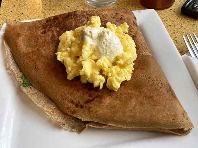 Golden, thin, and folded just right &mdash; this galette means business, and scrambled eggs never looked so elegant.
