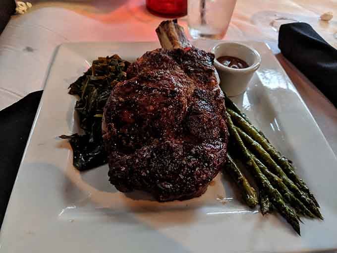 That dry-aged bone-in ribeye with asparagus looks like it could solve all your problems simultaneously.