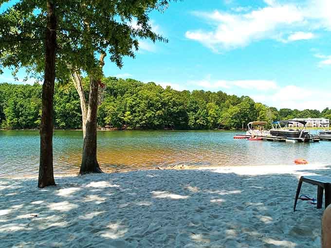 Sandy shores, pontoon boats, and that impossibly blue sky at Lake Davidson Nature Preserve make you forget Charlotte is only 20 miles away.