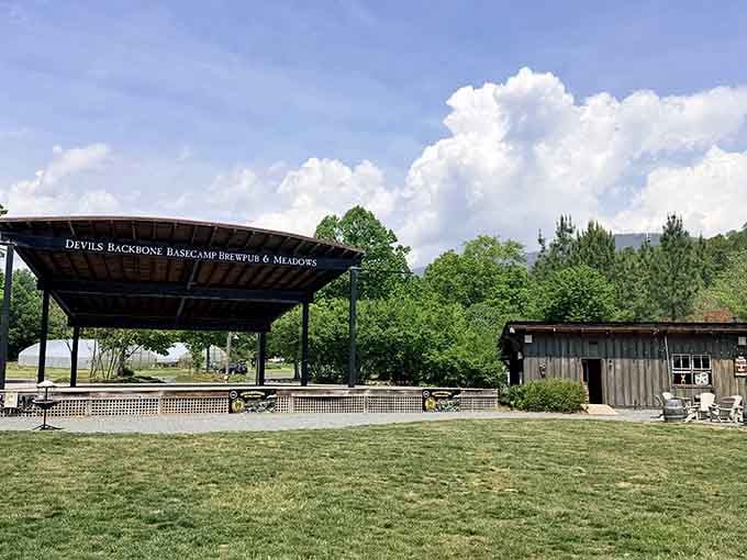 A proper outdoor stage with the Blue Ridge as a backdrop. Your favorite concert venue just got seriously outclassed by nature.