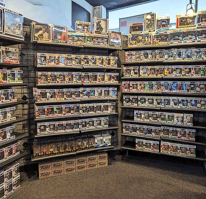 An entire corner dedicated to Funko Pop! figures. Your inner collector just called, and it wants everything on these shelves.