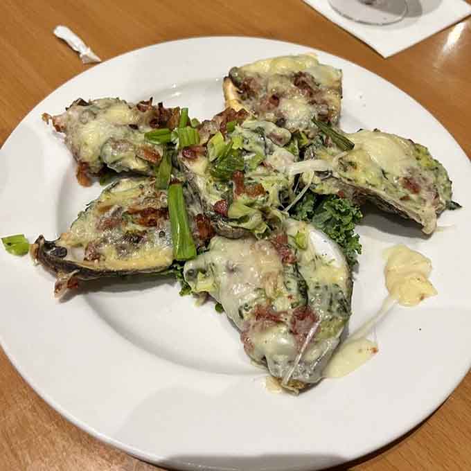 Oysters Rockefeller with melted cheese and bacon, because sometimes fancy can also mean incredibly delicious comfort.