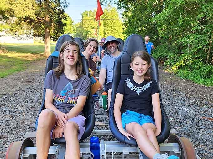 Smiles this big don't happen by accident. Rail biking through Connecticut does something wonderful to people.