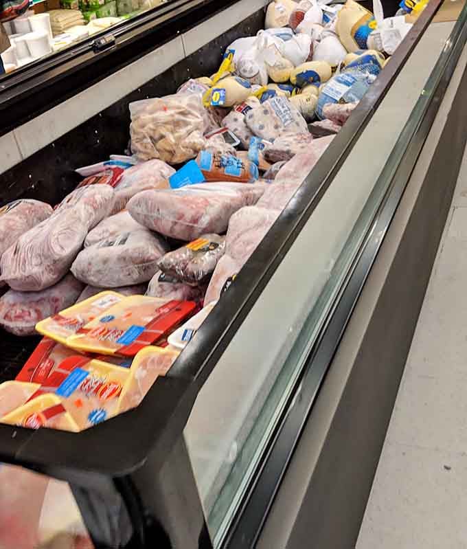 A freezer case loaded with meat options that'll have you rethinking every dinner plan you made this week.