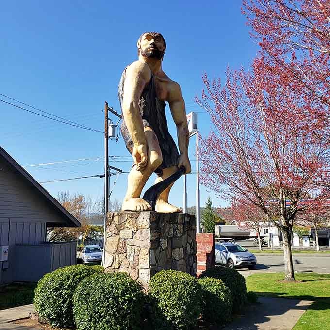 Grants Pass has a giant caveman statue, because every great town needs one unexplained landmark.