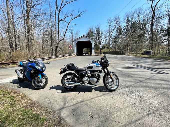 Even motorcyclists know a great backdrop when they see one, and this bridge delivers every single time.