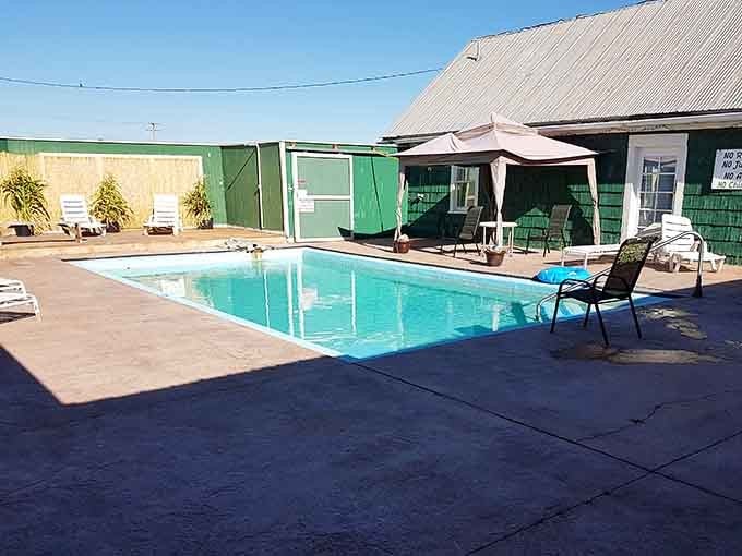 A sparkling pool in the high desert, because apparently Lakeview decided regular towns were simply not interesting enough.