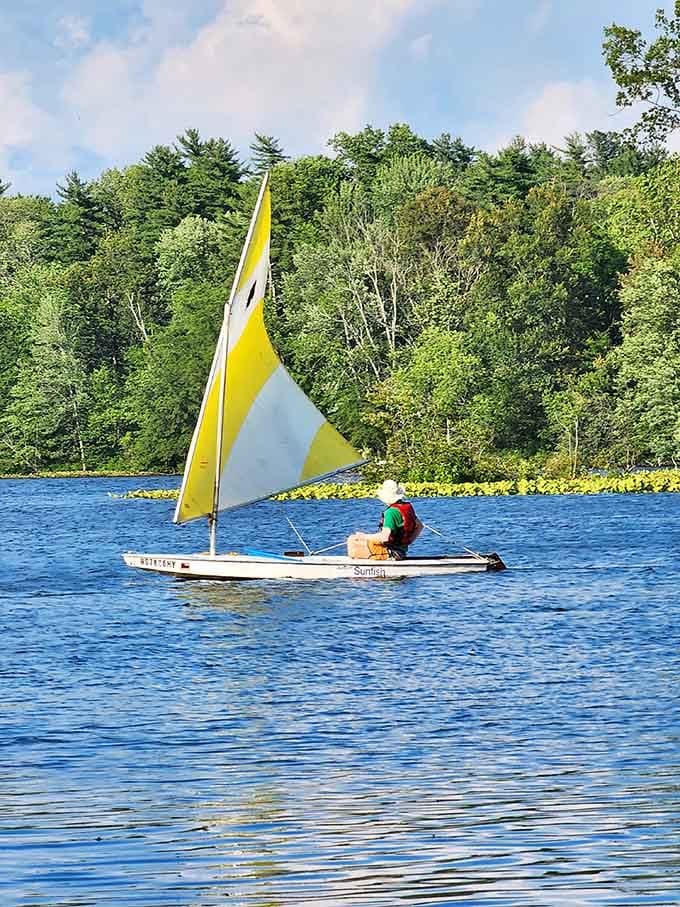 Nothing says summer like a yellow sail catching wind on water that looks like liquid sapphire.