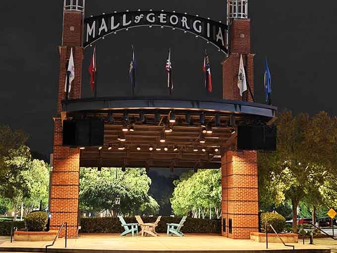 Even after sunset, this place glows with possibility—and the promise of extended shopping hours for night owls.