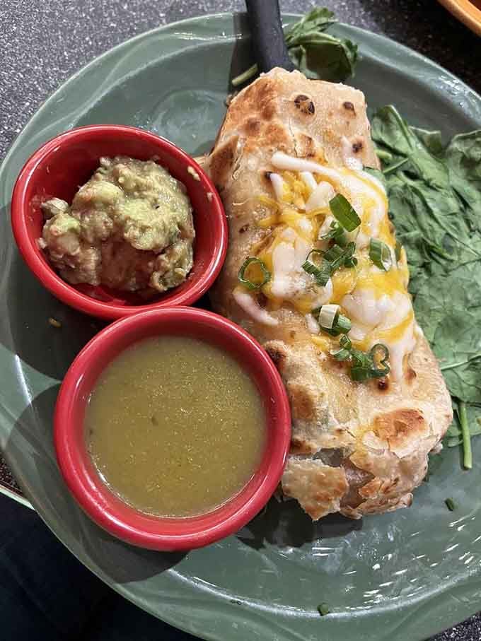 The veggie burrito proves you don't need meat when flavor runs this deep and satisfying through every bite.