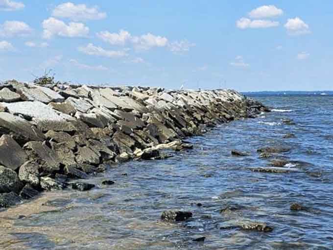 These rugged stone jetties have been holding their ground against the Chesapeake for a good long while.