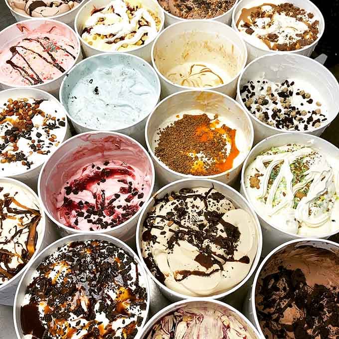 A display freezer packed with this many flavors should honestly come with a decision-making coach.