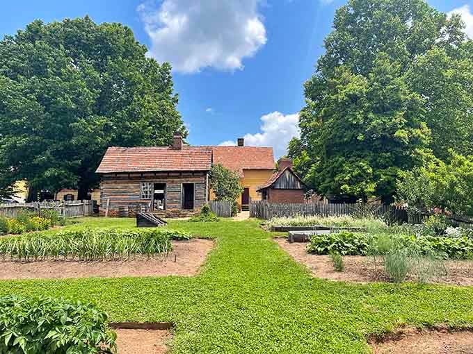 Neat garden rows, original timber structures, and not a single WiFi password in sight. Pure, glorious peace.