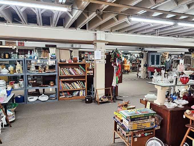 Books, boards, and curiosities stacked just right, because organized chaos is still a form of art.