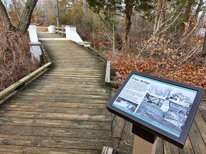 The White Bridge has stories to tell, and that interpretive sign is just the beginning of a good conversation.