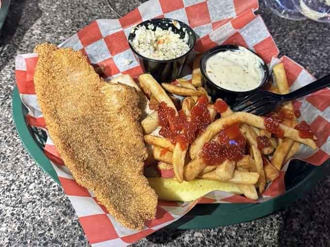 Golden, crispy, and unapologetically satisfying, this fish and chips basket is the reason locals keep coming back.