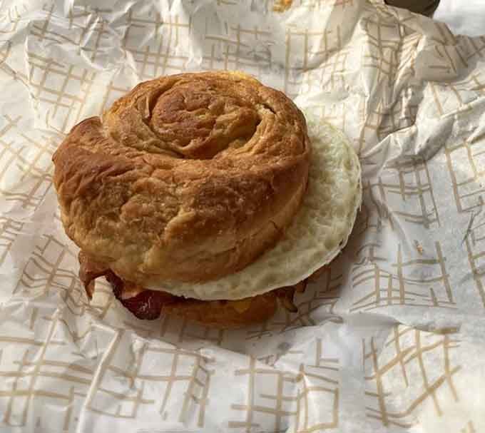 Flaky, golden, and stuffed with bacon and egg, this croissant sandwich means serious business.
