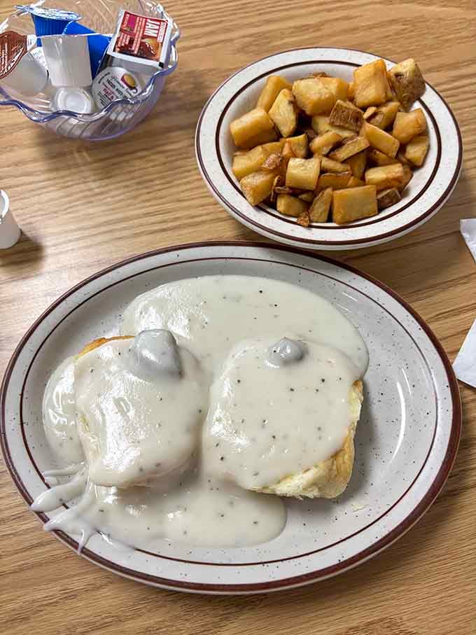 Biscuits and gravy done right, the kind that makes you close your eyes on the first bite.