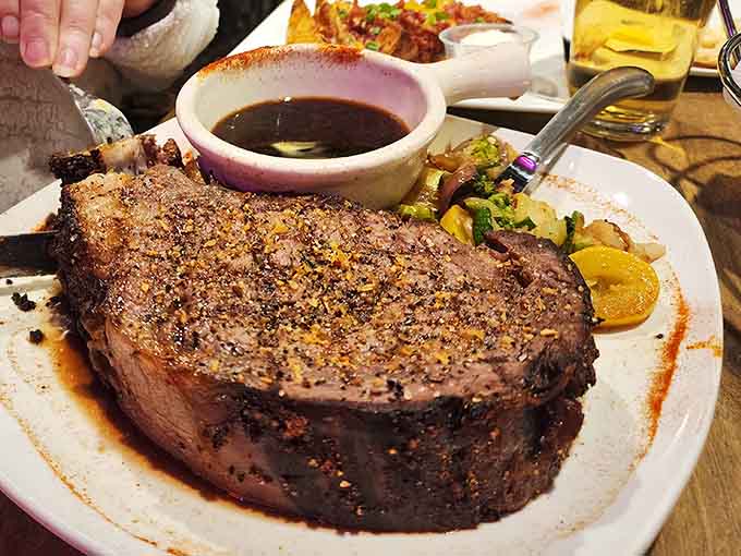 That 28-ounce mill cut prime rib isn't just dinner. It's a commitment, a conversation, and a very happy ending.