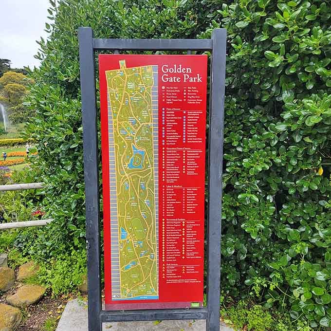 The park map that proves Golden Gate Park is basically a small country with better flowers and friendlier locals.