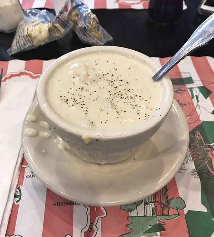 Creamy, briny, and dusted with black pepper, this bowl of clam chowder is the reason you made the trip to Sheepshead Bay.