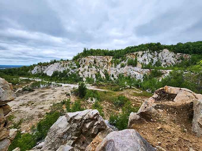 The view stretches for miles from up here. Rib Mountain's scenic overlook rewards every step of the climb.