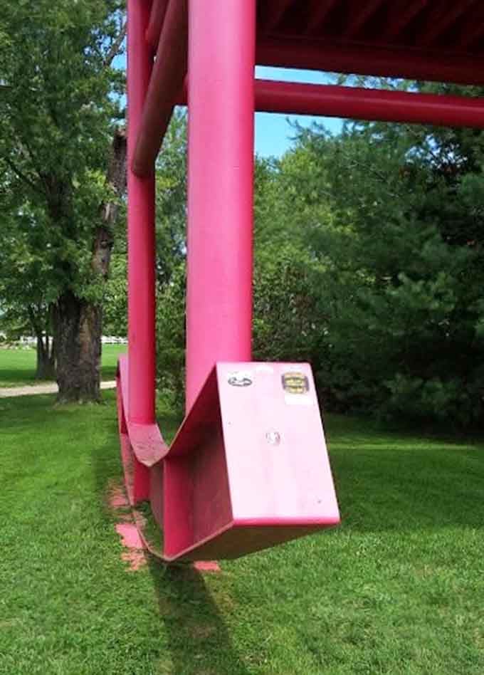 Up close, the massive steel legs of the Rocker reveal just how much engineering went into this glorious absurdity.